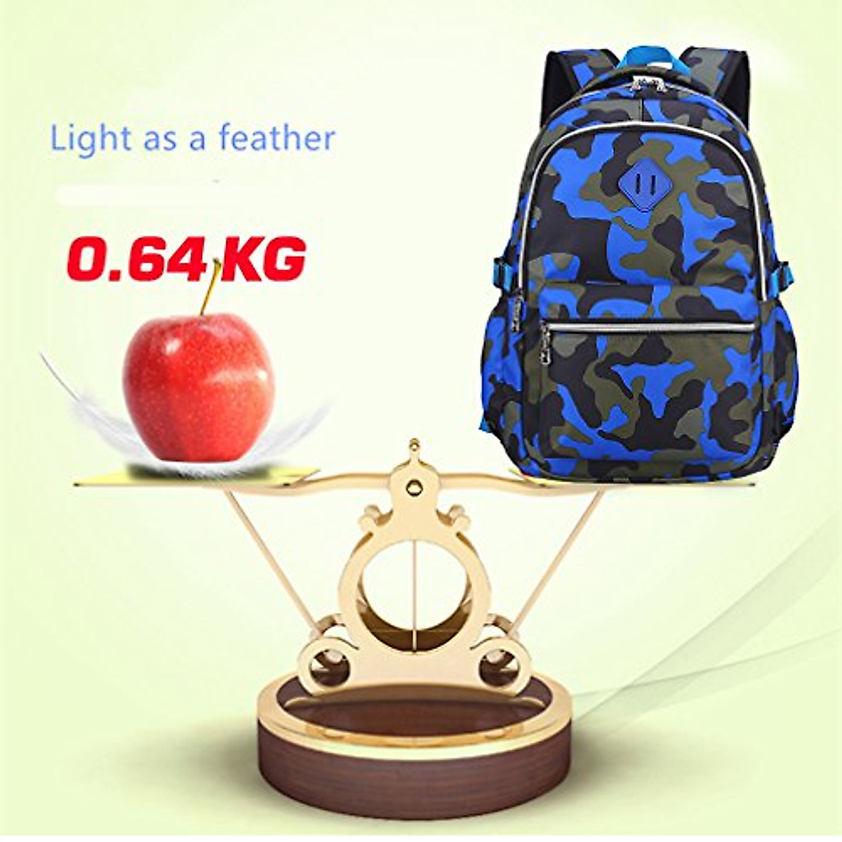 Yvechus School Backpack Casual Daypack Travel Outdoor Camouflage Backpack Christmas Presents for Boys and Girls (Camo Blue)