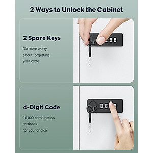 Uniclife Wall Mount Medicine Cabinet with Combination & Key Lock Locking First Aid Cabinet Lockable Medical Cabinet Large Capacity Medicine Organizer Secure Steel Wall Cabinet Metal Storage Box, White