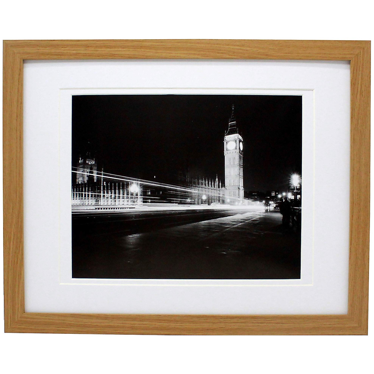 11x14 Natural Gallery Picture Frame with 8x10 and 8.5x11 Mat - Wide Molding - Includes both Attached Hanging Hardware and Desktop Easel - Frames and Mat Display Pictures Documents Certificates