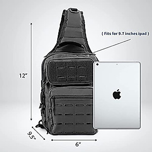 WINCENT Tactical Sling Bag Pack Military Rover Shoulder Sling Backpack Molle Assault Range Bag EDC Diaper Bag Day Pack Black