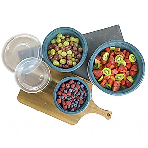 Wisconic 6-Piece Non-Slip Bowl Set - Plastic, Durable Kitchenware, Dishwasher Safe - Made in the USA - Prussian Blue