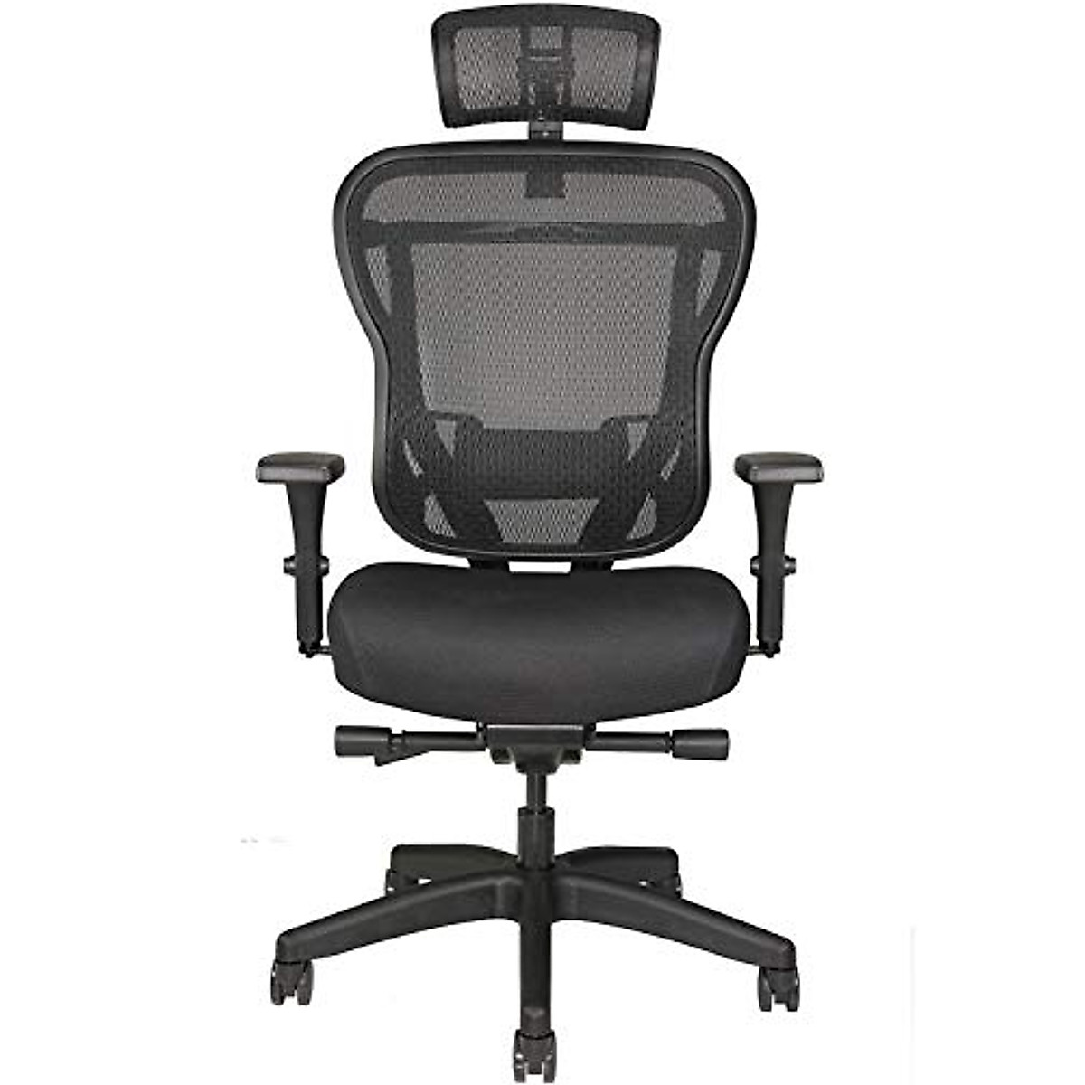 Oak Hollow Furniture Aloria Series Office Chair Ergonomic Executive Computer Chair, Fabric Soft Seat Cushion, Mesh Back, Adjustable Lumbar Support Swivel and Tilt (Black, Headrest)