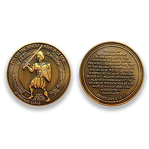 Logos Trading Post Antique Gold Plated Christian Challenge Coins | Eagle Coin, Lion of Judah Man of God Coin, Armor of God Coin | Value Variety Pack of 3 | Assortment 1