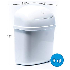 Camco RV Cabinet Mount Trash Can | Ideal for Tight Spaces in RVs, Boats, Dorms, Kitchens, Bathrooms, Laundry Rooms, and More | Spring-Top Lid | 3-Quart, White (43961)