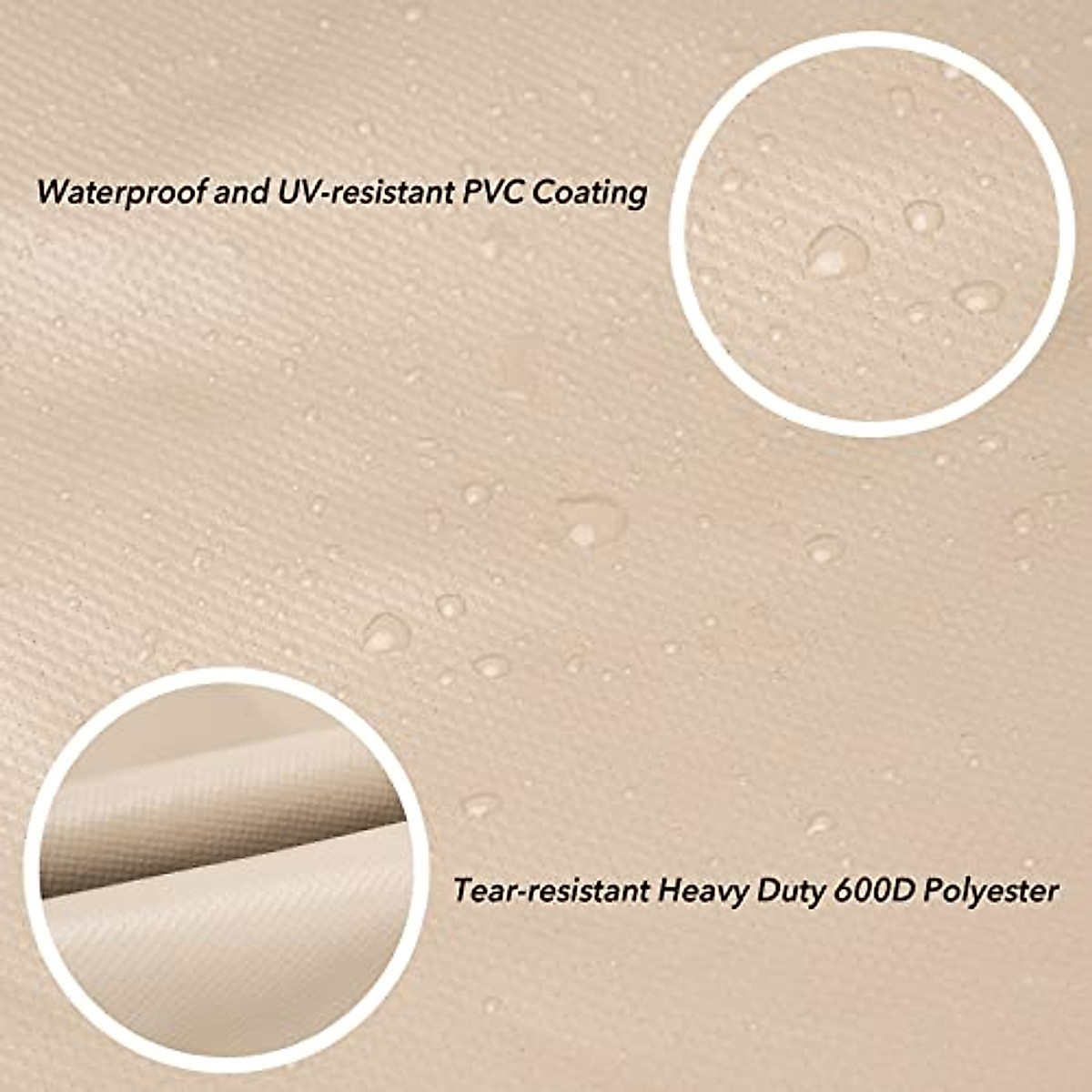 Stanbroil Fire Pit Cover Round - Outdoor Protective Shelter for Solo Stove Ranger, Round Patio Fireplace Waterproof Covers with Straps and Handle, Beige