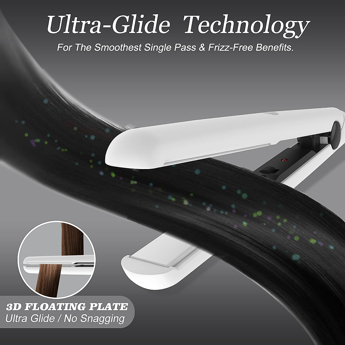 Keragard Mini Flat Iron Smart Ceramic Tourmaline Hair Straightener for Travel,Small Flat Irons for Short Hair, Dual Voltage Flat Iron,White