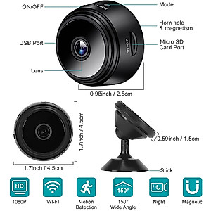 LUOWAN 2021 New Mini Camera 1080P Hidden Camera， Video Live Feed WiFi Wireless Cameras，with Night Vision Motion Detection1