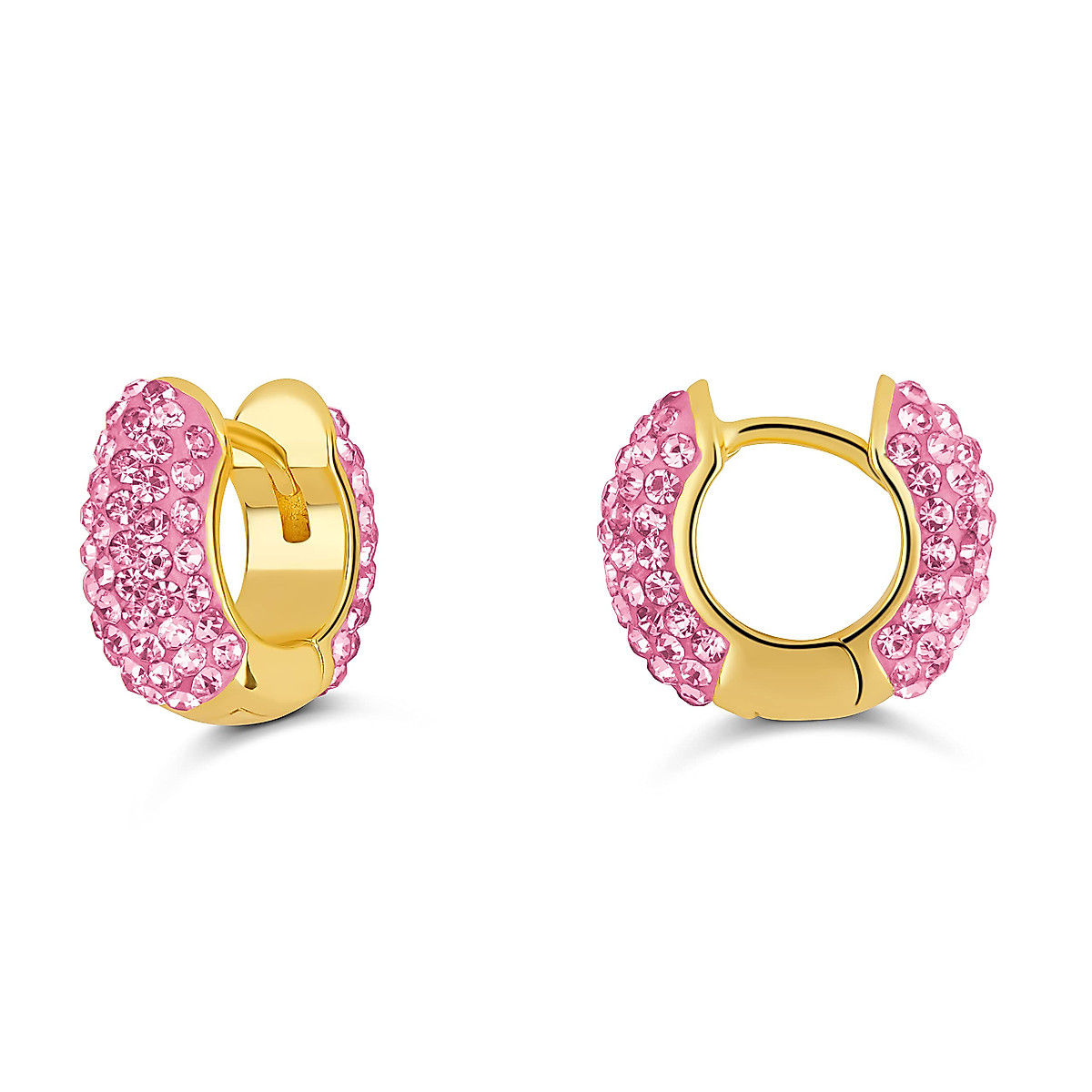 MILLA Neon Colorful Hoop Earrings - Sparkly Red Hoop Earrings, Cute Pink Hoop Earrings, Tiny Purple Earrings for Women, Royal Blue Earrings for Women & More (October - Pink)