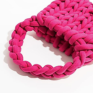 Woven Women Handbags Handmade Shoulder Bag Crochet Small Tote Bag Casual Spring Summer Purse Wrist Phone Pouch purple