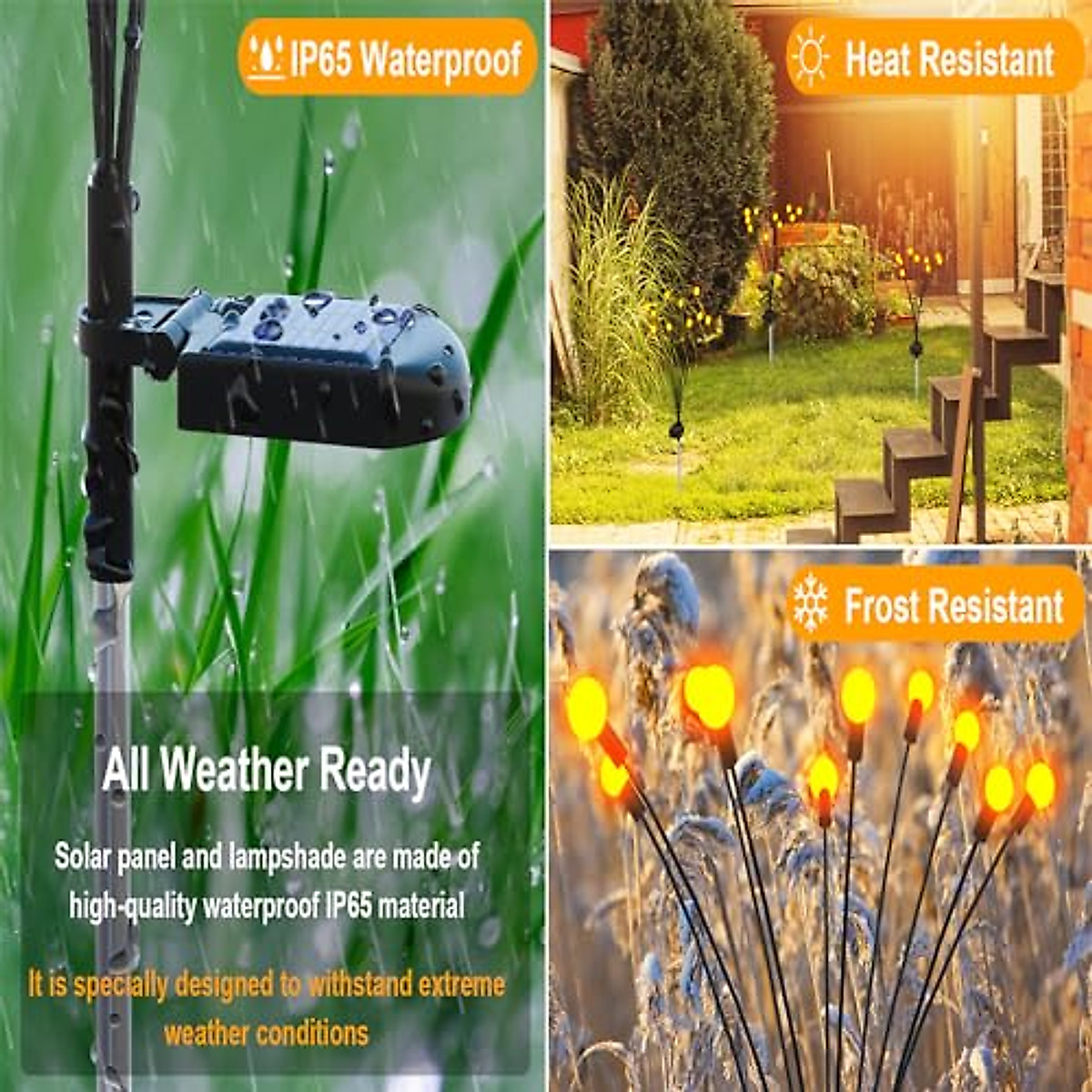 Inscrok Halloween Decorations Outdoor Solar Garden Lights, 5Pack 40LED Swaying Firefly Lights Halloween Pumpkin Lights, Waterproof Solar Halloween Path Lights for Yard/Garden/Lawn/Party Decor