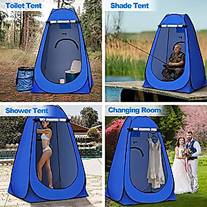 TUKAILAI Portable Pop Up Privacy Tent, Outdoor Camping Bathroom Toilet Shower Tent Spacious Dressing Changing Room for Hiking Beach Picnic Fishing, Instant Rain Shelter with Carrying Bag (Blue)