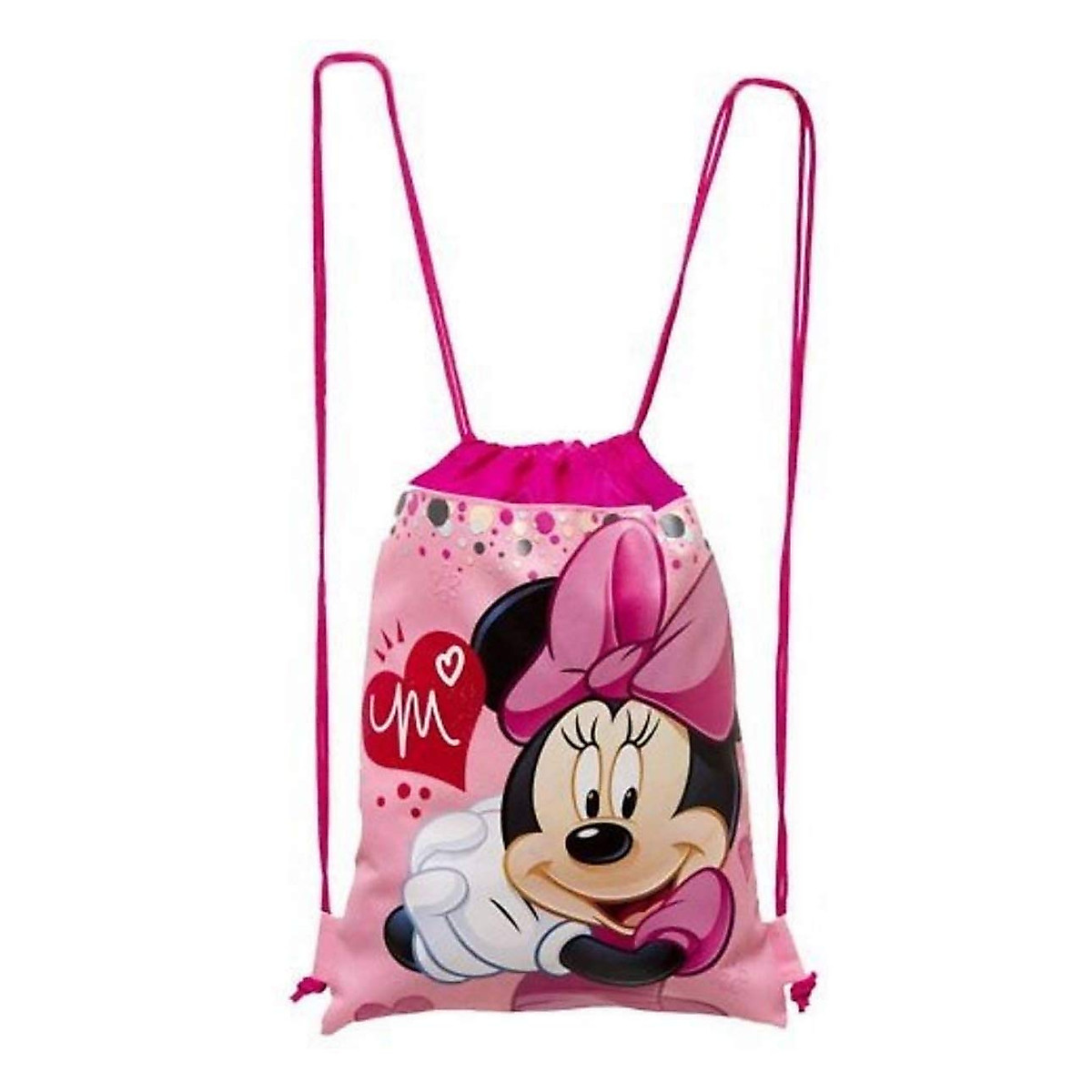 Disney Mickey and Minnie Mouse Drawstring Backpacks Plus Lanyards with Detachable Coin Purse and Autograph Books (Set of 6) (Pink - Dark Blue)