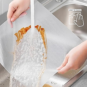 Grand Fusion Crisper Drawer Liner, Zeolite-Infused Material to Keep Produce Fresh Longer, Extend Fruits and Veggies Life with Ethylene Gas Absorption and Reduce Waste. Clear. Pack of 4