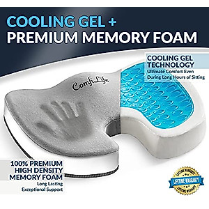 ComfiLife Gel Enhanced Seat Cushion - Non-Slip Orthopedic Gel & Memory Foam Coccyx Cushion for Tailbone Pain - Office Chair Car Seat Cushion - Sciatica & Back Pain Relief