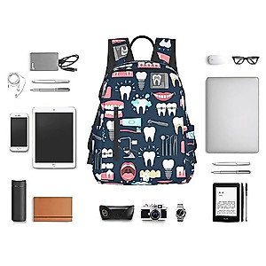 RIMENCH Big Backpack Travel, Or Work Bookbag Teeth Dental Seamless Pattern Laptop Daypacks