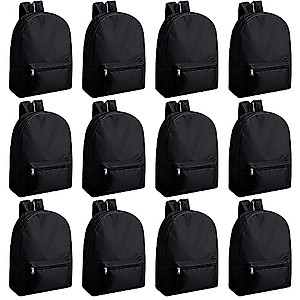 Amylove 12 Pack Backpack in Bulk 17 inch Lightweight Student Outdoor Travel Book Bag Kid Classic School Bookbag for Boy Girl (Black)