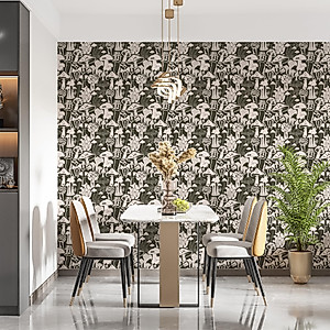 UniGoos Abstract Mushroom Peel and Stick Wallpaper Cute Pattern Temporary Wall Paper Roll Modern Self Adhesive Contact Paper for Cabinet Kids Room DIY Decor 17.7" x 118.1"