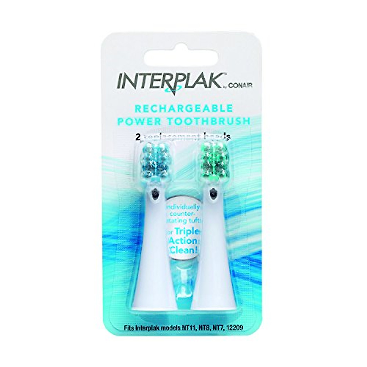 Conair NT11BC Interplak By Conair Rechargeable Power Toothbrush Replacement Brush Heads