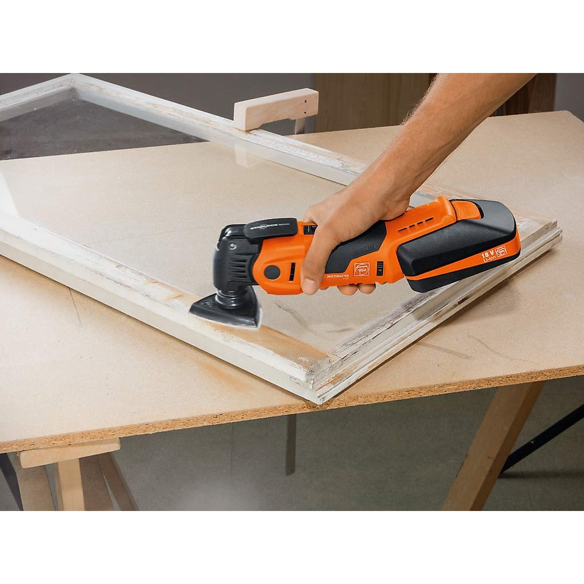 Fein Multimaster Tool AMM 700 Max Top Oscillating Kit - 18V Battery-Powered Cordless Multi Tool for Interior Work and Renovation - Includes 60 Accessories with Case - 71293461090
