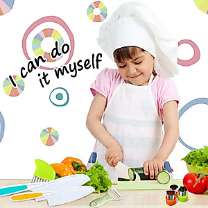 TAORISH 9 Pcs Kids Kitchen Knife Set, Kids Knives For Real Cooking With Cutting Board, Y Peeler, Crinkle Cutter, Sandwich Cutter, Serrated Edges Plastic Toddler Knife Kid Safe Knives