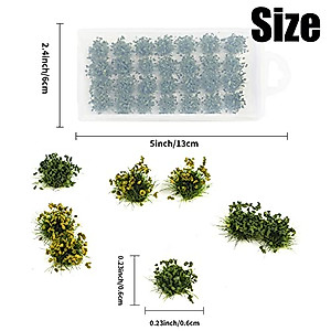 FOIMAS 56pcs Miniature Green Bushy Tufts Lowland Shrubs Tuft Terrain Model Static Scenery for DIY Craft Train Landscape Railroad Scenery Sand Military Layout Model War Gaming Terrain