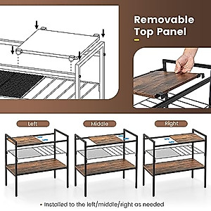 Giantex 3-Tier Console Table, 24" Industrial Sofa Table with Removable Mesh Beverage Can Rack & Magazine Rack, Multipurpose Entryway Table for Hallway, Foyer, Sofa Couch, Living Room, Kitchen