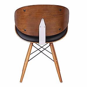 Armen Living Cassie Dining Chair in Black Faux Leather and Walnut Wood Finish 20D x 21W x 31H in