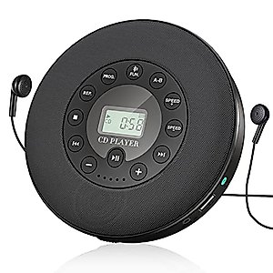 Rechargeable Portable Bluetooth CD Player,Lukasa CD Player Portable,Compact Music CD Disc Player for Car/Travel, Home Audio Boombox with Stereo Speaker & LCD Display,Support CD USB AUX Input,2000mAh