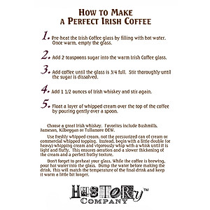 HISTORY COMPANY “The Swan Bar” Authentic Dublin Pub Irish Coffee Glass 2-Piece Set (Gift Box Collection)