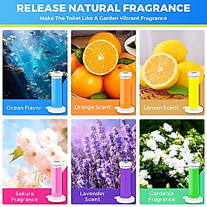 ZENUTA 6Pcs Toilet Bowl Cleaner, 6 Kinds of Scent Toilet Cleaner Gel Stamp Kit for Bathroom Clean, Flower Toilet Gel Stamp,Toilet Stamp Cute Shape Includes Dispenser and Gel