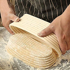 KONGDY Banneton Bread Proofing Basket 2 Pack 10 Inch Oval Bread Proofing Basket, Sourdough Bread Baking Food Tools for Making Baking Fermentation Food Storage Tools