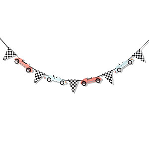 Vintage Race Car Banner - Race Car Birthday Decorations,Race Car Birthday Banner,Car Banner Decoration,Racing Birthday Party Banner