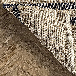 nuLOOM Jackie Hand Loomed Striped Jute and Cotton Area Rug, 10' x 14', Natural