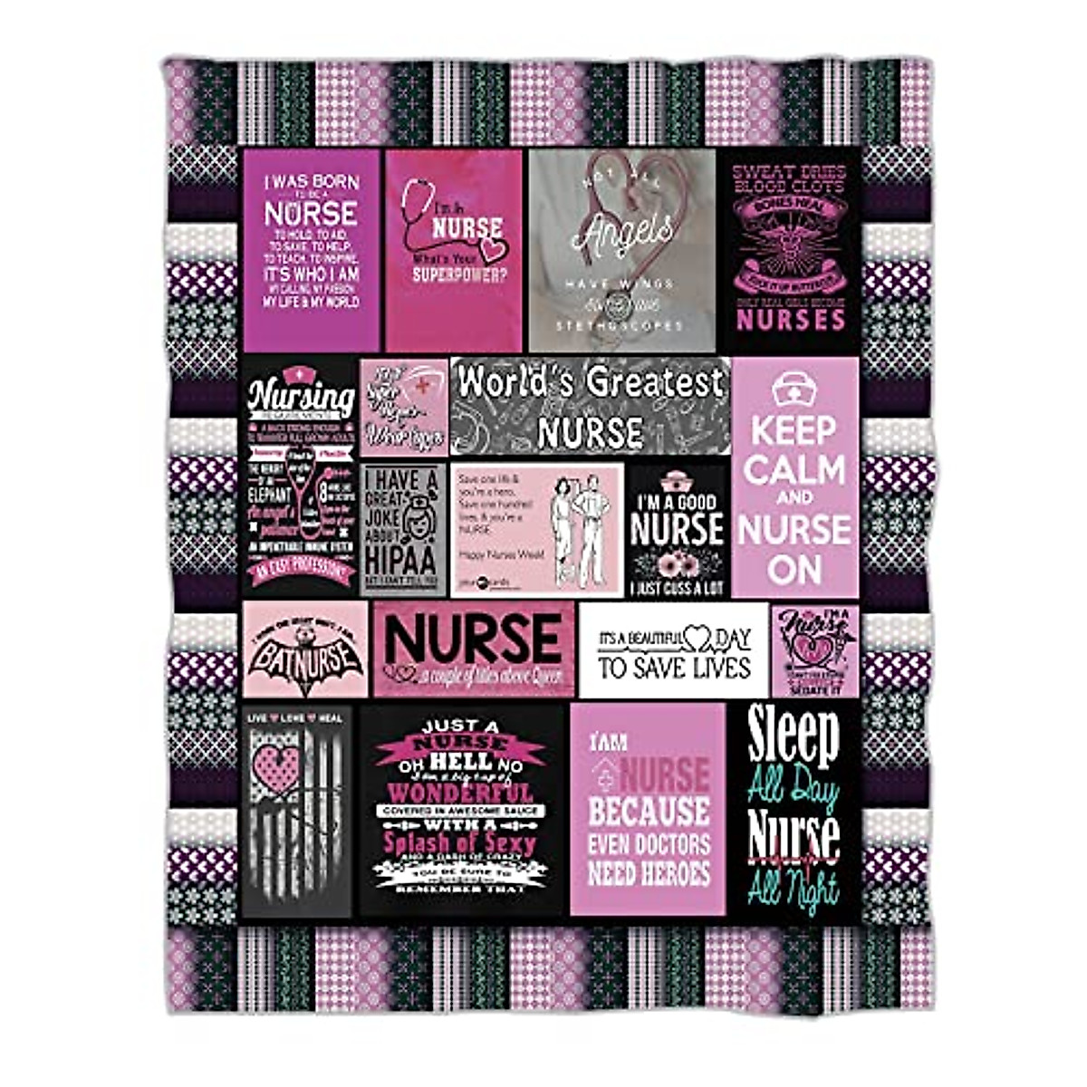 Ultra Soft Nurse Theme Blanket Plush Blanket Gifts for Women Nurses Warm Cozy Throw Blanket for Bed and Couch (Nurse -2,130cm x 150cm(51'' x 59'')