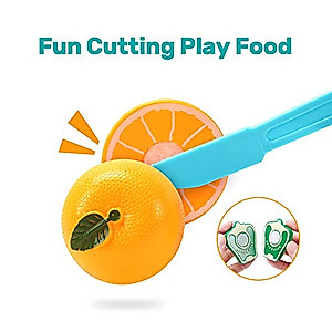 CUTE STONE 40PCS Kids Play Kitchen Accessories, Play Cooking Toys with Pots and Pans, Cutting Play Food Set and Cookware Utensils Kids Kitchen Playset for Boys Girls