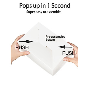 Happyhiram 30 CT Large Welcome Boxes with Handles White, 9x6x6 Gable Gift Easter Boxes Cardboard Paper Party Favor Boxes Barn Style Carry Out Box Recyclable Paper Gift Packaging Boxes for Food Box