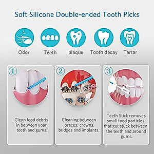 KAXMOON 400pcs Dental Picks Soft-Interdental Brush Double-Ended Toothpicks Silicone Dental Floss