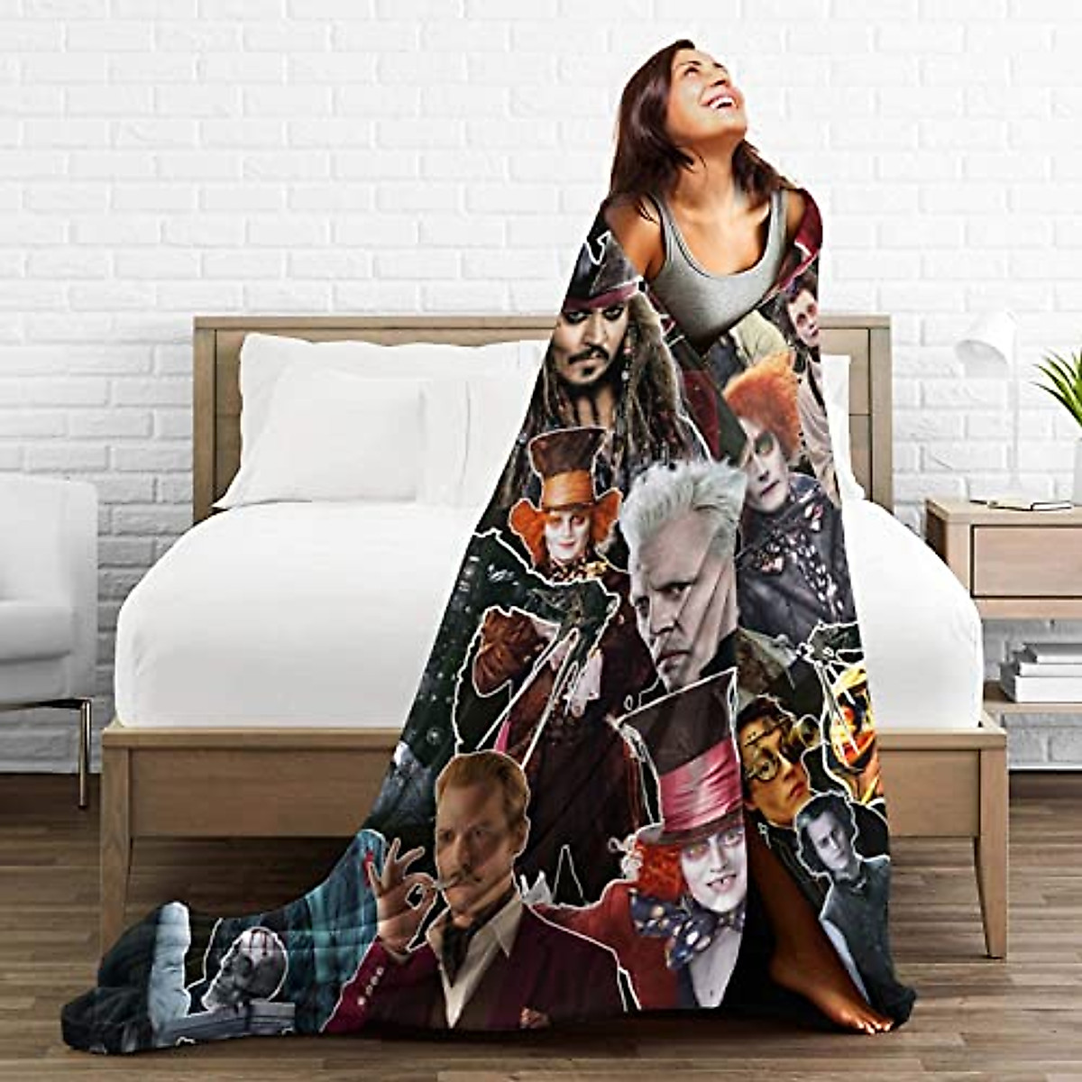 Blanket Johnny Depp Soft and Comfortable Warm Fleece Blanket for Sofa,Office Bed car Camp Couch Cozy Plush Throw Blankets Beach Blankets