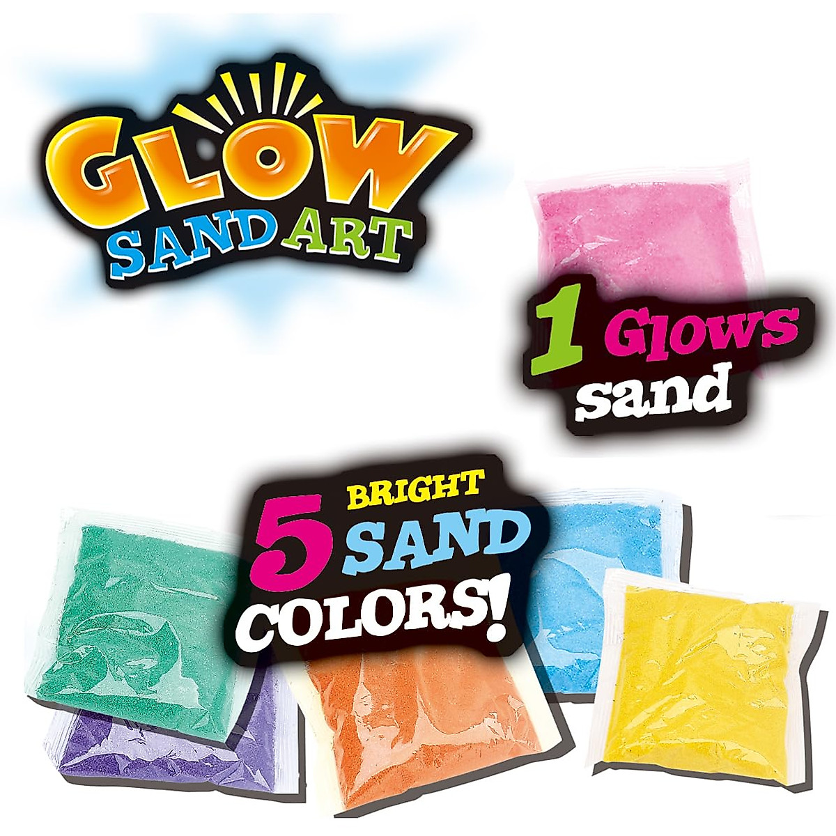 Liberty Imports Create Your Own Sand Art Kit DIY Arts and Crafts Activity - Includes 1 Glow Sand, 5 Sand Art Bottles, 5 Bright Sand Colors, Designing Tool & More