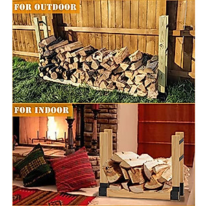 BALIE SPACE Outdoor Firewood Rack Brackets Kit for Fire Wood Pile Storage, Adjustable log stacking Stand Holder for 2x4 lumber, Black, Set of 2…