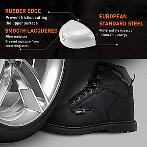 TOSAFZXY Work Safety Boots for Men Durable Crazy-Horse Leather Indestructible Steel Toe Waterproof and Non-Slip Better Warmth Men Work Shoes Black 10