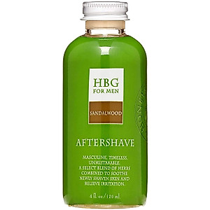 Honeybee Gardens Soothe & Refresh Herbal Aftershave with Aloe & Witch Hazel for Men, Sandalwood, Therapeutic and Cleansing, Gluten-Free, Vegan, Cruelty-Free, 4 Fl Oz