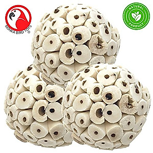 Bonka Bird Toys 1214 pk3 Sola Atta Balls Foot Beak Chew Forage Natural Organic Small Pet Ball