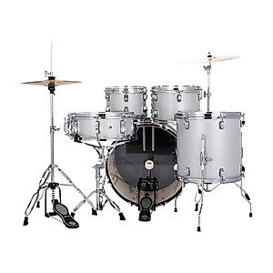 Ludwig Accent 5-piece Complete Drum Set with 20 inch Bass Drum and Wuhan Cymbals - Silver Sparkle