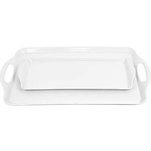 Calypso Basics Rectangular and Tidbit Serving Tray Set, White