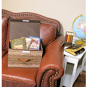 KaleaBoutique KB Foldable Storage Bins with Lids Fabric Collapsible Stacking Boxes, Closet Organizers Storage, Laundry Room Bins, Office Home Storage Bins (Set of 5 Bins, Reclaimed Wood)