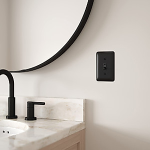Franklin Brass Stamped Round (1-Pack) Decorative Light Switch Cover Wall Plates Matte Black 1-Gang Wall Plate Switch/Toggle Plate Guards Electrical Outlet Covers W10245-FB-C