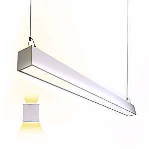 Euri Lighting EUD4-50W103sw-W, Linkable 4FT Dual CCT Tunable Linear Up/Down Light, 50W, 6500lm, 3000K/4000K/5000K, 120-277V, Damp Rated, 0-10V Dimmable, ETL & DLC Certified, 5YR 50K HR Warranty White