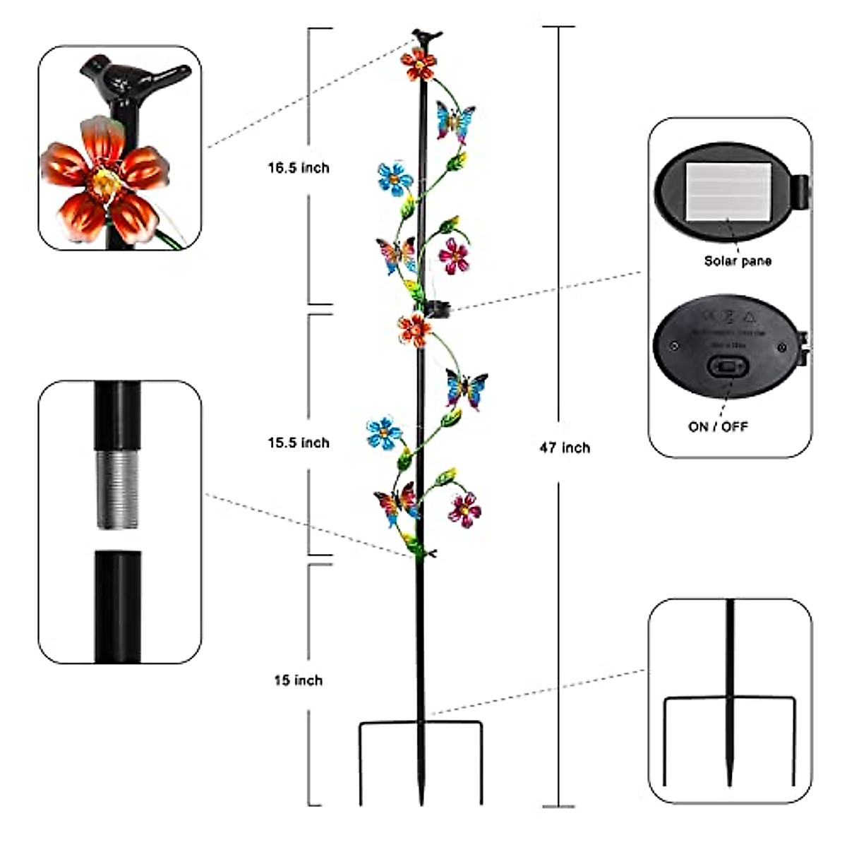 K KYMYCRAFT Solar Garden Lights Outdoor Decor, 2 Pack Garden Stake Light Waterproof Garden Lights with Stand for Garden, Patio Landscape, Yard, Pathway Decoration (Butterfly)