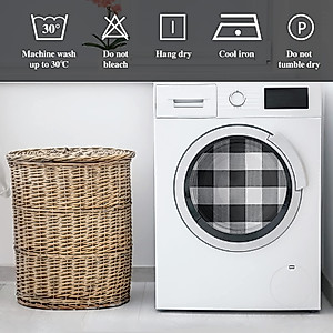 Ckorzen Cotton Buffalo Plaid Rug 8x10 FT Reversible Hand-Woven Washable Retro Lattice Checkered Outdoor Rugs Black and White Area Rug for Kitchen, Dining Room, Bedroom, Living Room